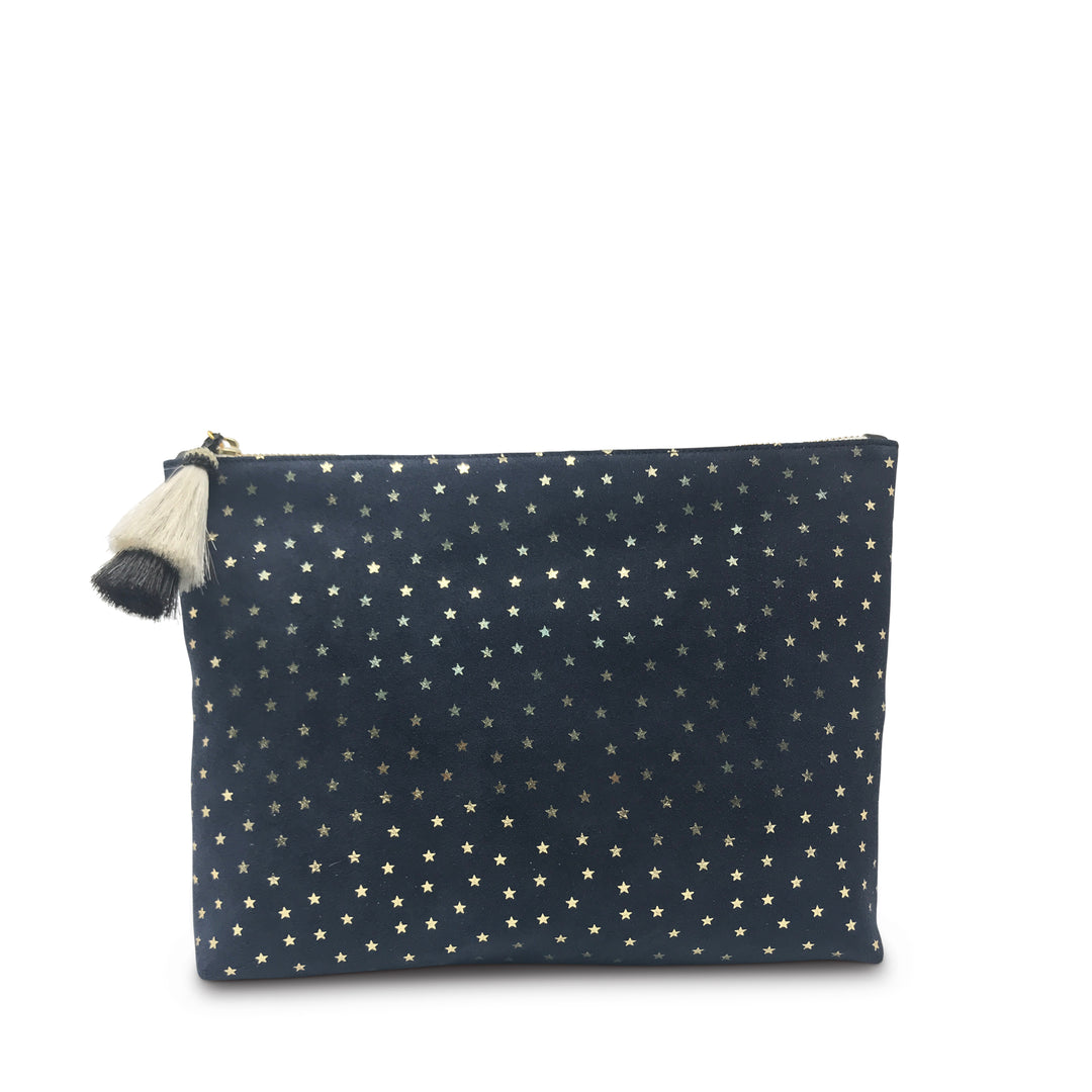 Navy Suede Gold Foil Stars Medium Pouch – Kempton & Co.